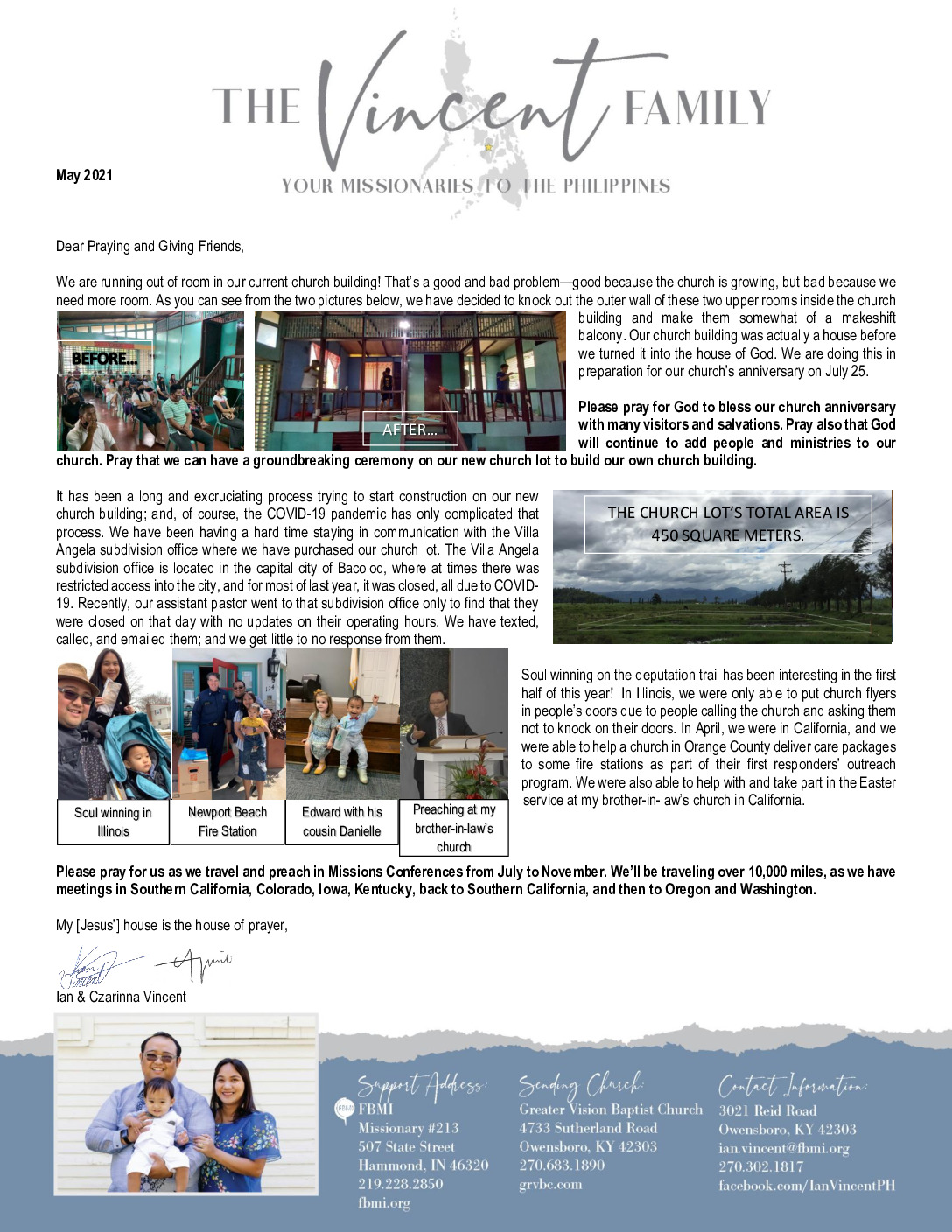 Ian Vincent May 2021 Prayer Letter – Revision – FBMI