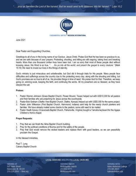 Paul and Ling Awi Lung Prayer Letter: God’s Ministry Is Miraculous and Unbelievable! – FBMI