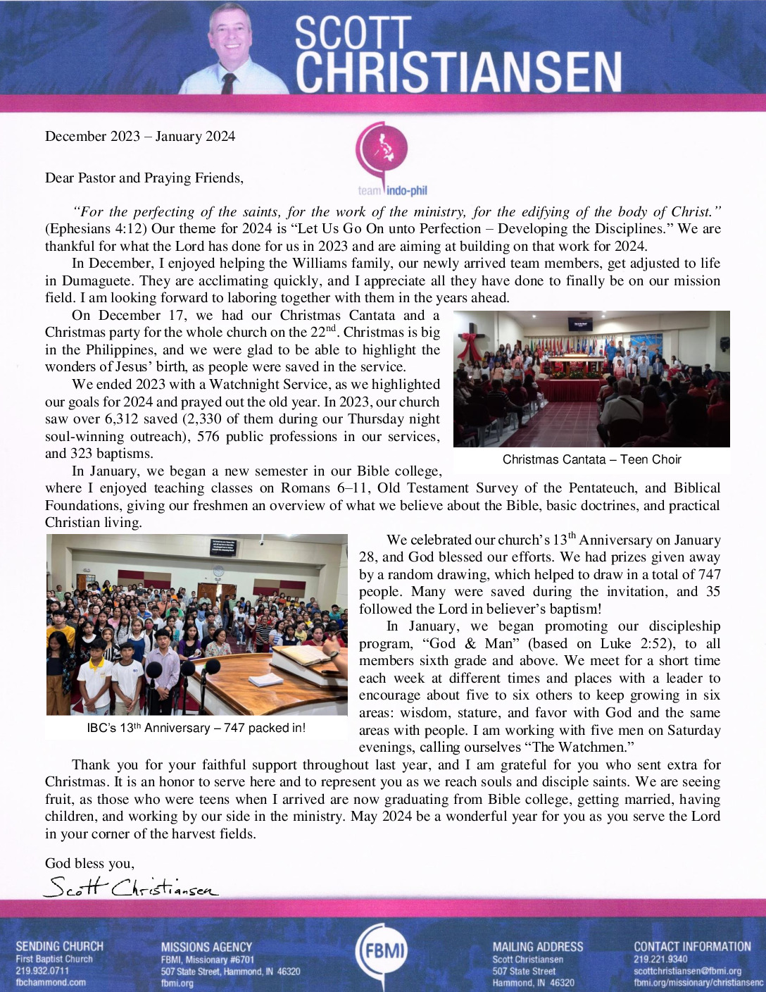 Scott Christiansen Dec 2023 – Jan 2024 Prayer Letter – FBMI